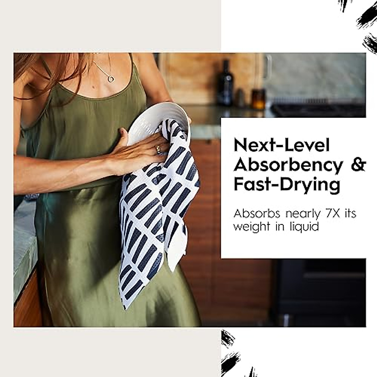 GEOMETRY Kitchen Tea Towel - Quick Dry Microfiber Cloth Dish Towels for Kitchen Drying - 18" x 30" Premium Quick Dry Towel - Every Sunday + Every Level (Every Bloom 2-Pack Set)