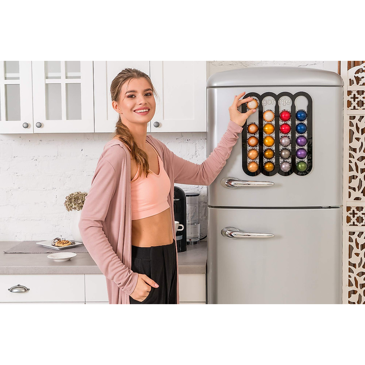 Demi's Home Coffee Pod Holder for Nespresso Vertuo Capsules - Magnetic Holder Suitable to be Mounted on the Fridge (Black)