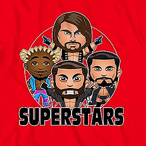 WWE Boys Superstars Group Shirt Superstar Tee - World Wrestling Champion T-Shirt (Red, X-Small)