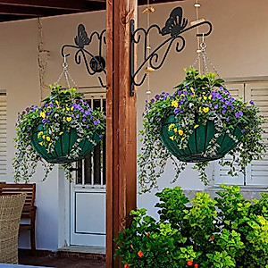 Amagabeli 2 Pack Hanging Plants Bracket 11" Wall Planter Hooks Hangers Flower Pot Bird Feeder Wind Chimes Lanterns Patio Garden for Outdoor Indoor Fence Screw Mount Against Door Arm Hardware BG1551