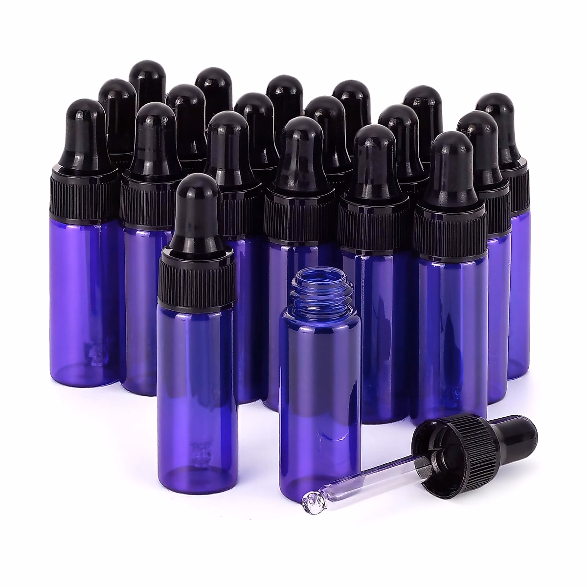 Kesell 5ml Small Dropper Bottles Empty Essential Oil Glass Bottle Lotion Perfume Sample Vials with Glass Eye Dropper, Pack of 20