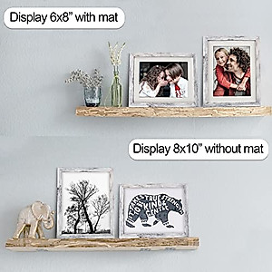 AEVETE 8x10 Picture Frame White Distressed Display Photos 6x8 with Mat or 8x10 without Mat for Wall Tabletop