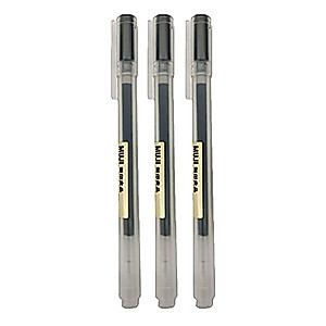 Muji Gel Ink Ball Point Pen, Black, 0.5mm, Pack of 3 (Japan Import)