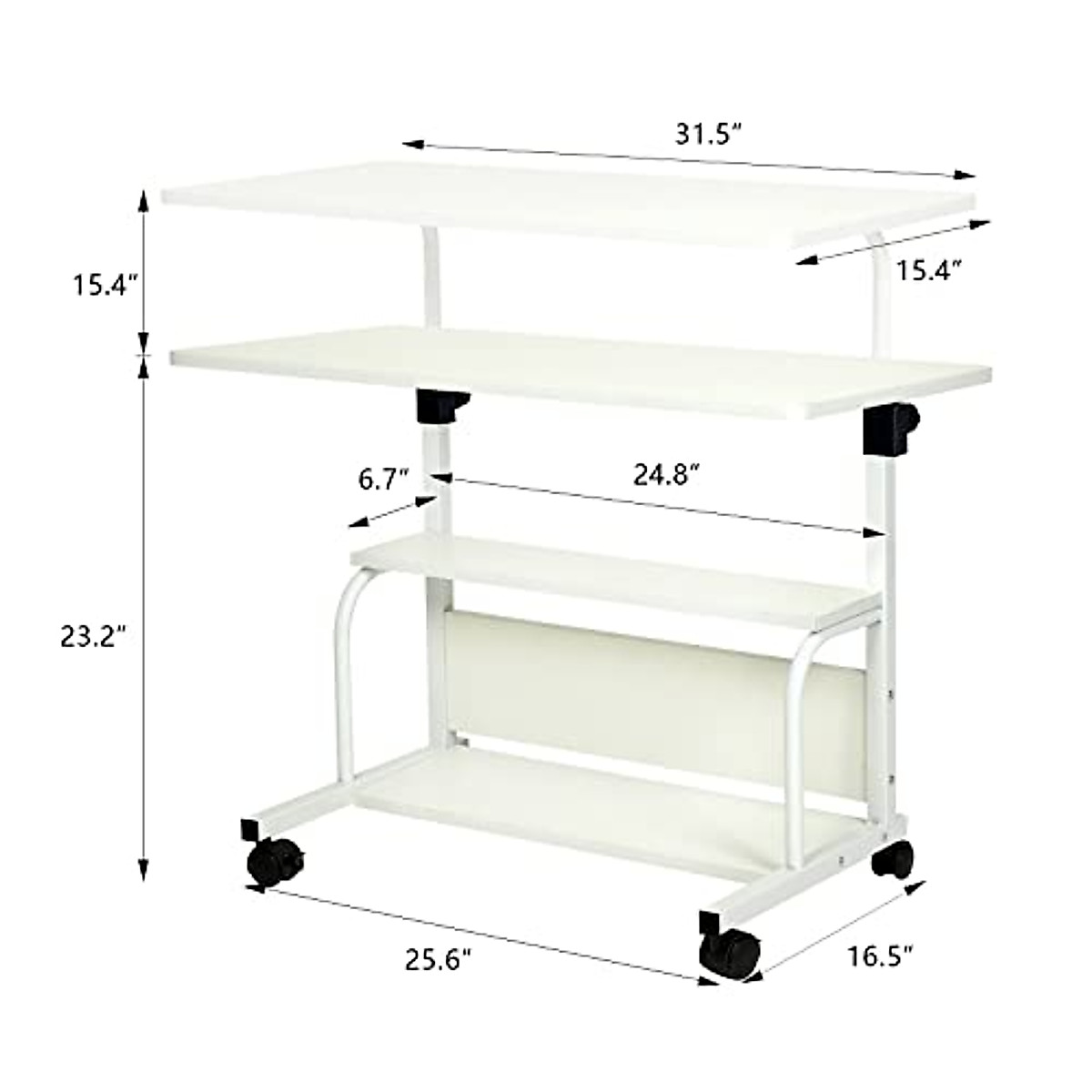 Laptop Desk Adjustable Desk Small Standing Desk Home Office Desks for Small Spaces Portable Desk Table for Bedrooms, 31.5" White Uplift Student Study Desk Mobile Rolling Computer Work Desk on Wheels