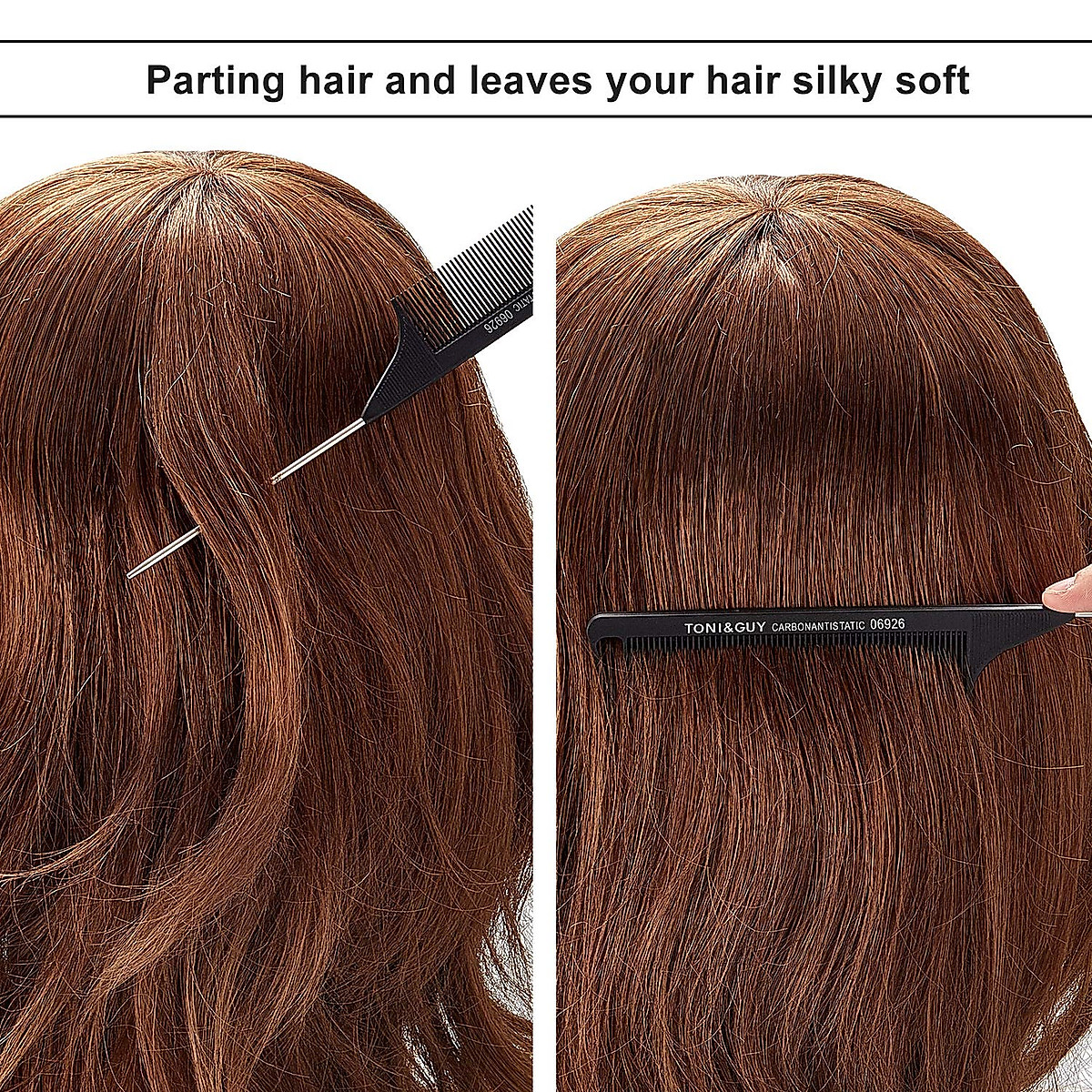 12 Pieces Hair Parting Comb Pin Tail Combs Fine-tooth Comb Rat Tail Combs Carbon Fiber and Stainless Steel Pintail Comb for Braids Hair Styling Beauty Tools (Black)