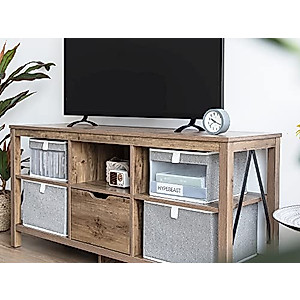 StorageWorks Closet Storage Bins with Clear Window and 2 Handles, Foldable Clothing Bins for Shelves, Large Fabric Organizer, Gray, 3 Pack