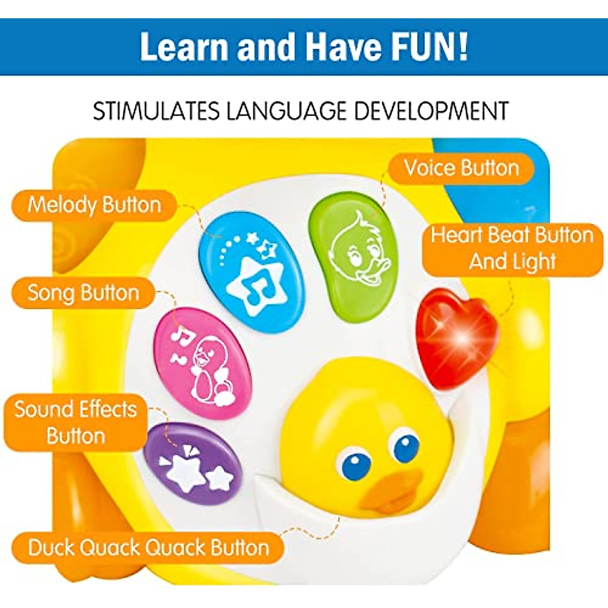 Liberty Imports Musical Dancing Duck Toy Walking Singing Yellow Ducky Moving Toys for Baby with Music & LED Lights for Toddlers, Infant Learning Development