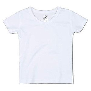 OPAWO Unisex Infant Baby Cotton V-Neck T-Shirts Toddler Short Sleeve Blank Tees Shirts 3 Pack for Boys Girls 6-24 Months(Black/White/Gray,12-18 Months)