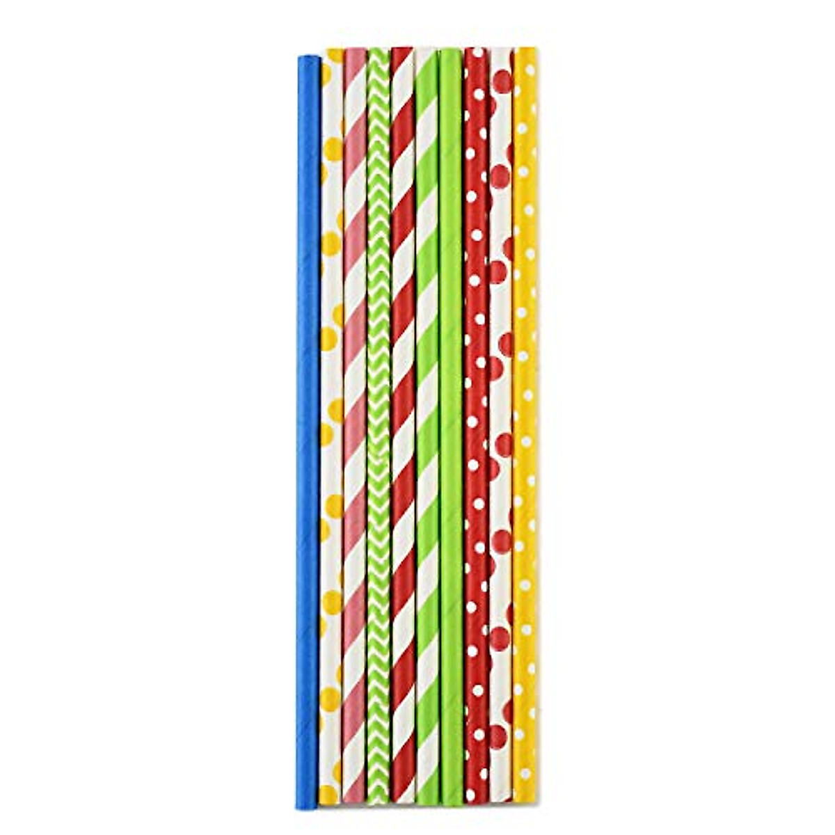 Norpro Paper Drinking Straws, Fiesta (200 Pack), 100% Biodegradable-Assorted Colors & Patterns, Multicolor