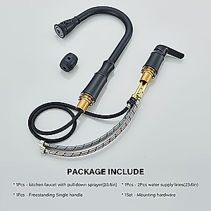 Oulantron High Arc Pull Down Sprayer Kitchen Faucet Single Handle Kitchen Faucets 2 Hole Matte Black Commercial Kitchen Sink Faucet Pull Out Kitchen Sink Faucet