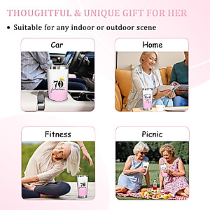 Unipinkart 70th 1945 Birthday Gifts for Women, 70 Year Old Birthday Gifts for Her, 70th Birthday Decorations for Woman Turning 70, 70 and Fabulous 20 OZ Stainless Steel Tumbler Cup