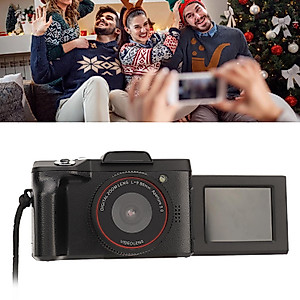 Digital Camera, 1080P 16MP HD Flip 2.4in TFT Screen 1/4 Thread Hole Video Camera 16X Digital Zoom Self Timer Smile Shoot Motion Detection Vlogging Camera for Travel, Weddings