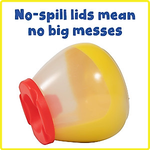 READY 2 LEARN No Spill No Tip Paint Pots - Set of 6 - Spill-Proof and Tip-Proof Paint Containers for Kids - Clear, Cone-Shaped Pots, Colored Lids and Paint Brush Rests