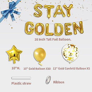 16 Inch Gold STAY GOLDEN Party Birthday Balloon Banner For Golden Girls Supplies(STAY GOLDEN)