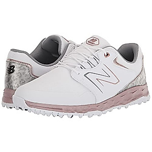 New Balance Women's Fresh Foam Link SL v2 Golf Shoe, White/Rose Gold, 7.5