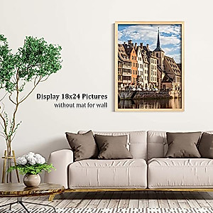 Egofine 18x24 Poster Frame Set of 2 Solid Wood Frame with Plexiglass Matted for 16x20 for Wall Mounting Hanging Picture Frame Vertically or Horizontally, Natural Wood