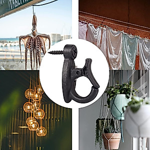 Lewufe Outdoor String Lights Hooks, Screw Hooks for Hanging Christmas Lights, Light Hanger Hooks for Patio Lights, Light Wire and Plants - Black, 20 Pack