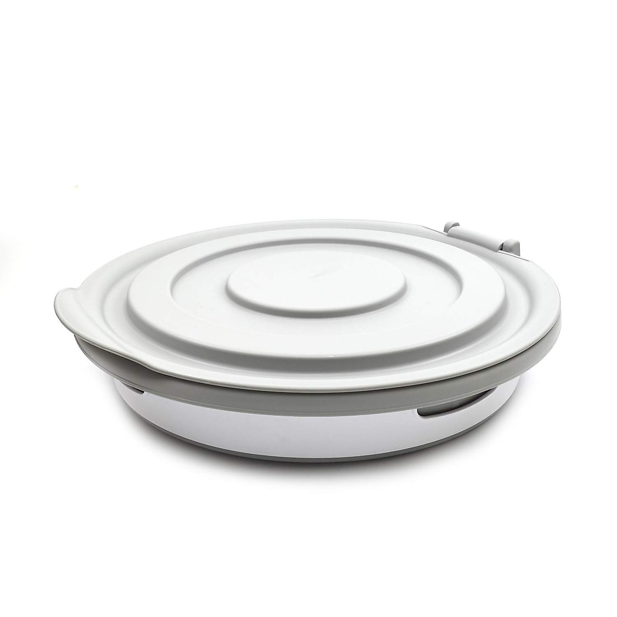 SAMMART 66L(17.4 Gallon) Collapsible Plastic Garbage Bin with Wheels & Removable Lid-Foldable Pop Up Container-Portable Washing Tub-Space Saving Basket,Water Capacity 56L(14.8 Gallon) (1, Grey)