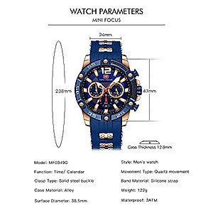 Watch for Men, Sports Watch Fashion Casual Waterproof Chronograph Military Analog Quartz Business Watches Best Mens Gift (Blue Rosegold)