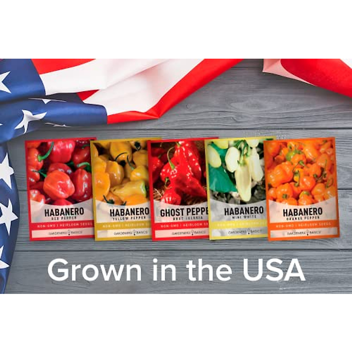 Hot Pepper Seeds For Planting Ghost Habanero - 5 Varieties Pack Ghost Pepper Seeds, Red, Orange, Yellow, White Habanero Seeds For Planting In Garden Non Gmo, Heirloom Peppers Seeds By Gardeners Basics