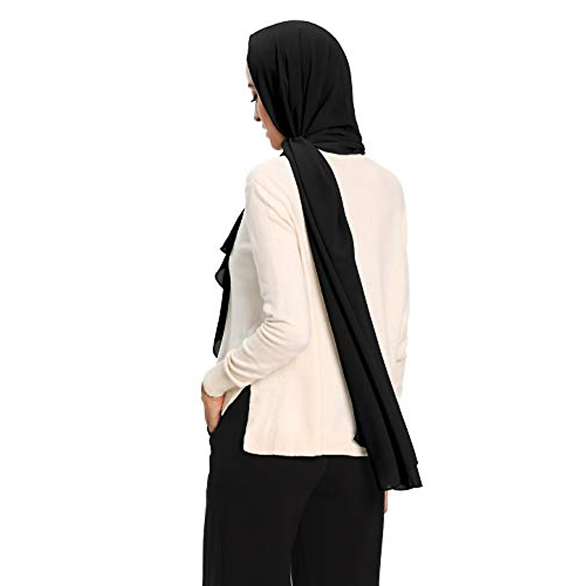 Txameru Hijab for Women Chiffon Hijab Scarfs for Women Shawl (Black)