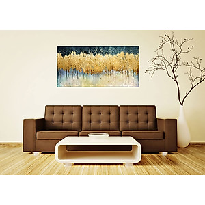 XXMWallArt FC2662 Canvas Wall Art Abstract Golden Forest Painting Modern Decor Abstract Canvas Prints for Living Room Bedroom Kitchen Home and Office Wall Decor