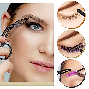 6 Pieces Scissors Shaped Eyebrow Tweezers Flat Tip Tweezers Hair Plucker and Slanted Tip Tweezers Stainless Steel Scissor Handle Tweezers Flat Straight Tip Tweezers Brow Hair Remover (Black)