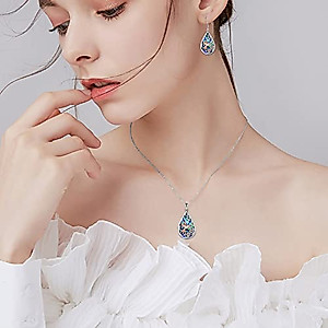 POPLYKE Sterling Silver Hummingbird Necklace Teardrop Necklace Abalone Jewelry Hummingbird Gifts for Women Birthday