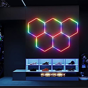 LED Hexagon RGB Garage Light, RGB Hexagon Light - Multi-Mode Light Color Change, for Private Garage KTV Bar Basement Gym Lighting, 5 Pack