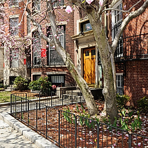 PINPON Small Decorative Garden Fence 10 Pack Animal Barrier Fence 10ft (L) x 16.5in (H) Rustproof Metal Wire Landscape Edging Border for Garden Yard Landscape Patio, Square