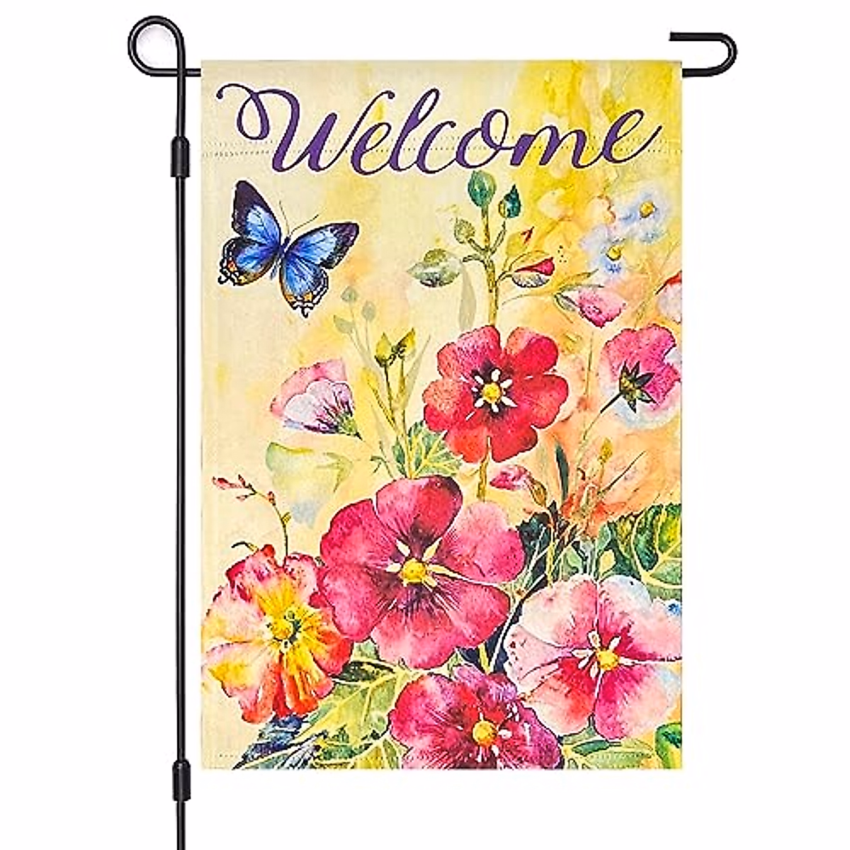 Vigor Home Butterfly Flowers Florals Garden Flag,Blackout 12x18 Inch Double Sided,Vertical Welcome Garden Flags For All Seasons, Outdoor Home Patio Yard Flag Farmhouse Decorations