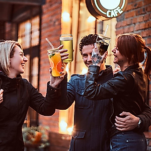 Porkus Glass Cups with Lids and Straws 4pcs Set, 20oz Glass Cups, Glass Coffee Cups, Iced Coffee Cup, Cute Tumbler Cup