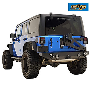 EAG Rear LED Bumper with Tire Carrier W/Linkage Fit for 07-18 Wrangler JK