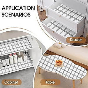 Beautysaid Drawer and Shelf Liners for Kitchen Cabinets, Non Adhesive Slip Resistant Shelf Paper Thickened Strong Grip Waterproof Mats for Bathroom Bedroom Shelve(Plaid,12 in x 10 FT)