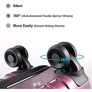 TydeCkare Luggage Set 3 Piece 20/24/28, 20" carry on with Front Pocket & 24/28" with Expandable, ABS+PC Suitcase with 4 Silent Wheels, TSA, YKK, Rose Red