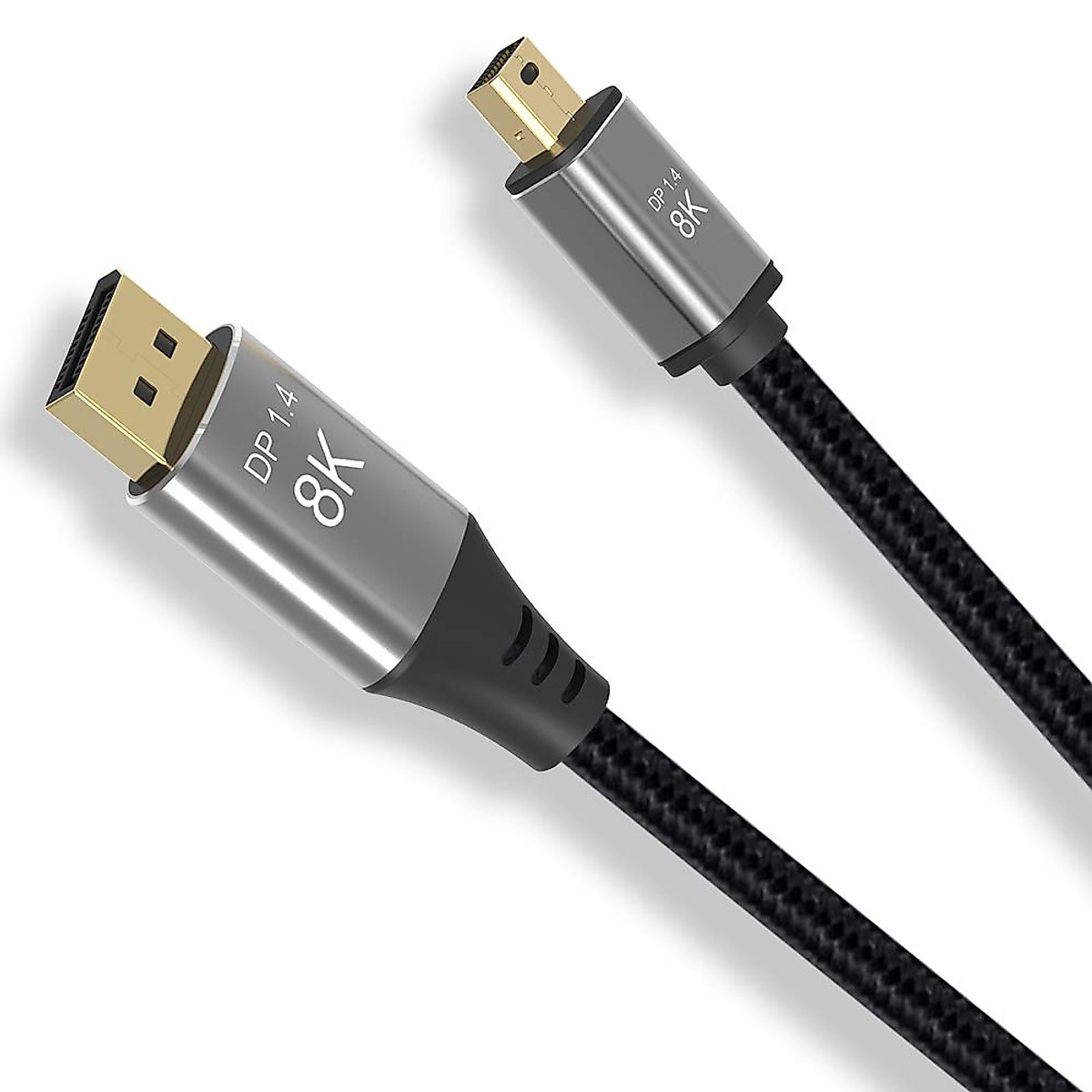 CABLEDECONN 2M 6.6FT Mini DP to DisplayPort 8K Cable 8K(7680x4320)@60Hz 4K@144Hz Display Port 1.4 Bi-Directional Transmission DP to Mini DisplayPort 8K