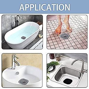 2 Pack Drain Hair Catcher-Durable Silicone Shower Drain Cover Hair Catcher,Hair Catcher with Suction Cups,Can Be Used in Kitchen,Shower,Tub,Washing Machine (Grey+Black)