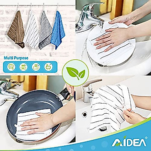 AIDEA Dish Cloth Microfiber-8PK, 12”x12”, Microfiber Cleaning Cloth, Super Soft and Absorbent, Multi-Purpose Microfiber Dish Rags for Kitchen-White/Grey