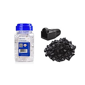 Cable Matters 100-Pack Pass Through RJ45 Modular Plugs for Solid or Stranded UTP Cable & 200-Pack RJ45 Strain Relief Boot in Black