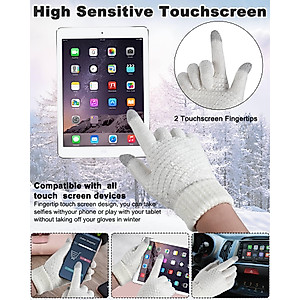 Suhine 8 Pcs Winter Beanie Hat and Gloves Set for Women Pompom Beanie Hat Fleece Lined Hats with Women Touchscreen Gloves, 4 Colors