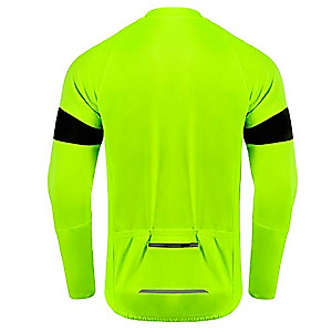 Dooy Men's Cycling Jersey Long Sleeve Bike Shirts Full Zipper Biking Jerseys with 3 Rear Pockets, Breathable MTB Shirt Series(Yellow,Medium)