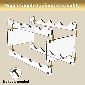 8 Bottle Wine Rack Countertop Free Standing Floor Stackable Modular Countertop Small Wine Holder 2-Tier Display Wine Storage Shelves Transparent Acrylic Wine Bottle Holder for Kitchen Bar Cabinets