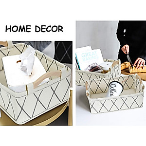 KWLET Storage Baskets for Organizing Toys Small Basket White Basket Felt Fabric Basket Bins for Home Office Closet Bathroom Bedroom Playroom Decorative Bin