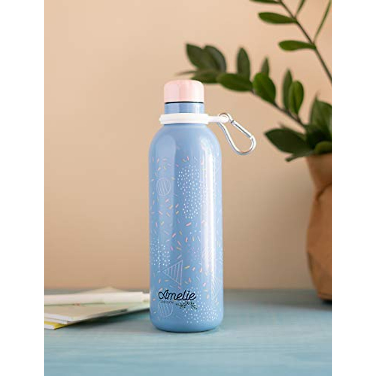 Grupo Erik Official Water Bottle-Sports Bottle-500ml / 17OZ, Stainless Steel, Vacuum Insulated Water Bottle, Double Wall Reusable Water Bottle With Carabiner, BPA Free, Kawaii Water Bottle (Amelie)