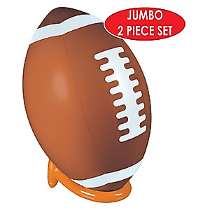 Beistle 3 FT 2 in Large Inflatable Football and Tee Set for Game Day Party Decorations, Sports Theme Photo Props