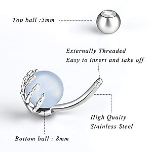 ONESING 12 Pcs 14G Belly Button Rings for Women CZ Opal Navel Rings Belly Barbells Stainless Steel Body Piercing Jewelry