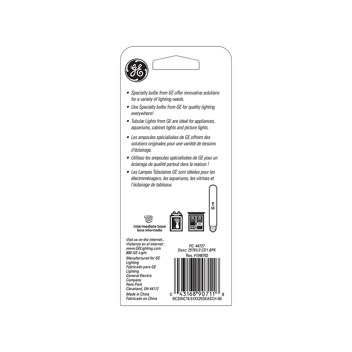 GE 44727 25-Watt Tubular Light T6.5 1CD Light Bulb