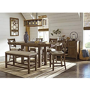 Signature Design by Ashley Morriville Counter Height Upholstered Dining Room Bench, Brown