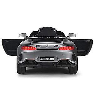 Costzon Ride On Car, 12V Licensed Mercedes Benz AMG Electric Vehicle w/Remote Control, Opening Doors, Head/Rear Lights, Swing Function, MP3 USB TF Input, Horn, High/Low Speed for Kids (Silver)
