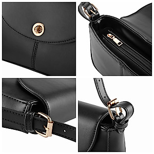 Ayliss Women Crossbody Handbag Purses Shoulder Handbag PU Leather Fashion Vegan Classic Envelope Saddle Purse Bag (Black)
